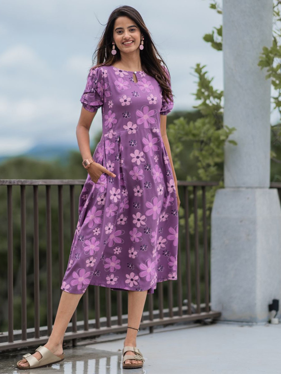 Buy HAY Women Floral Print Liva A Line Maxi Dress - Dresses for Women ...