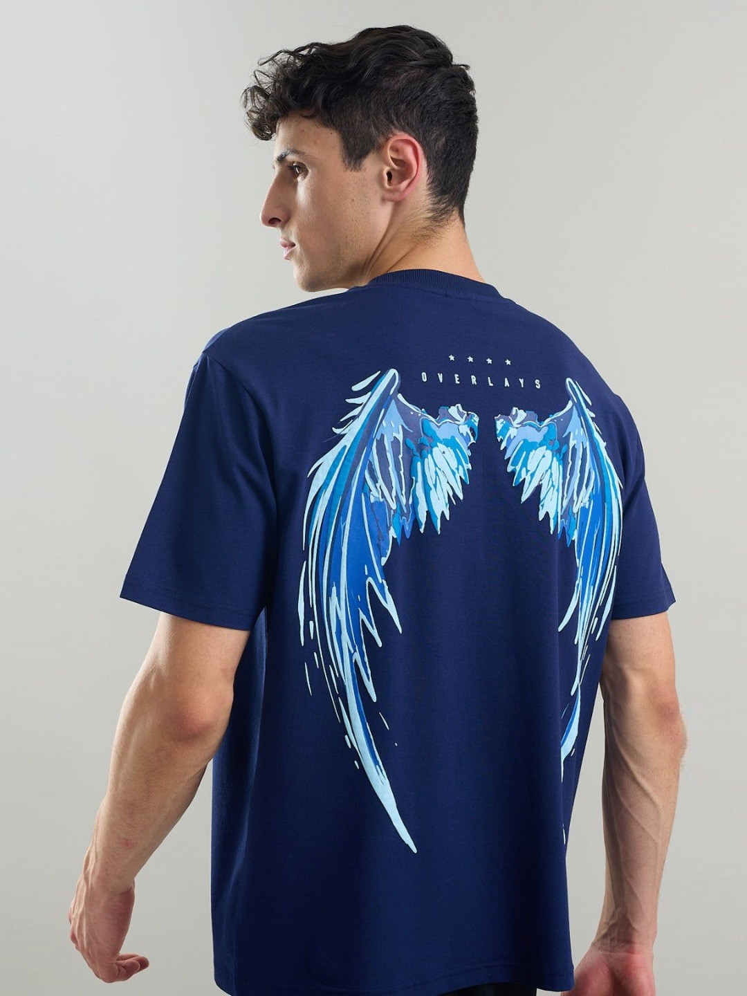 Buy Overlays Men Graphic Printed Round Neck Cotton Relaxed Fit T Shirt ...