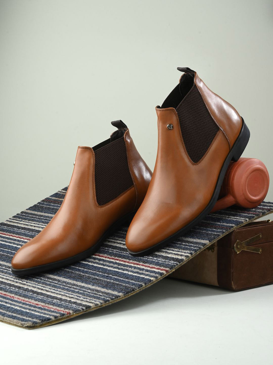 Buy Franco Leone Men Solid Leather Block Heeled Chelsea Boots - Boots ...