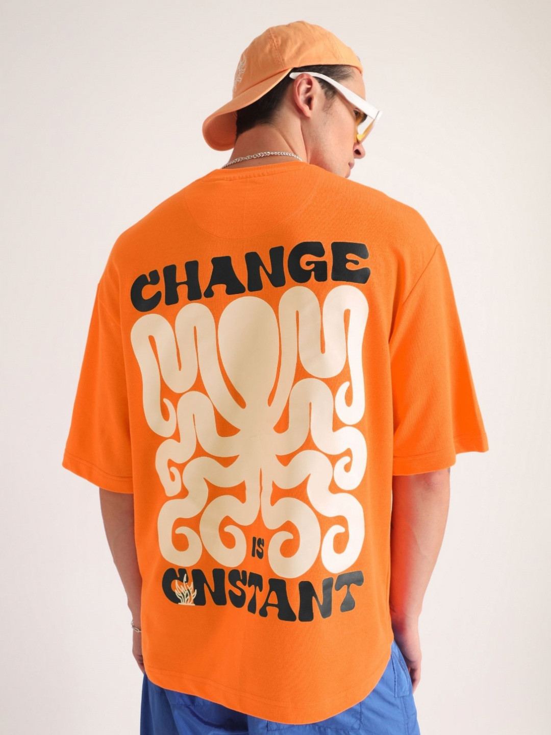 Buy Weezy Men Cotton Round Neck Half Sleeve Graphic Printed Oversized T ...