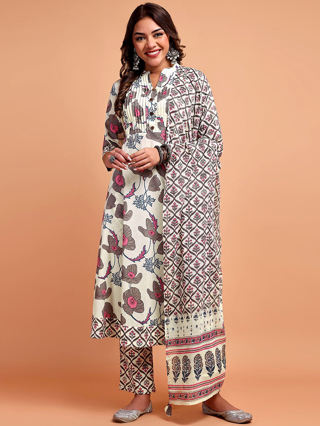 Buy Vastara The Label Printed Organic Cotton Anarkali Kurta With ...