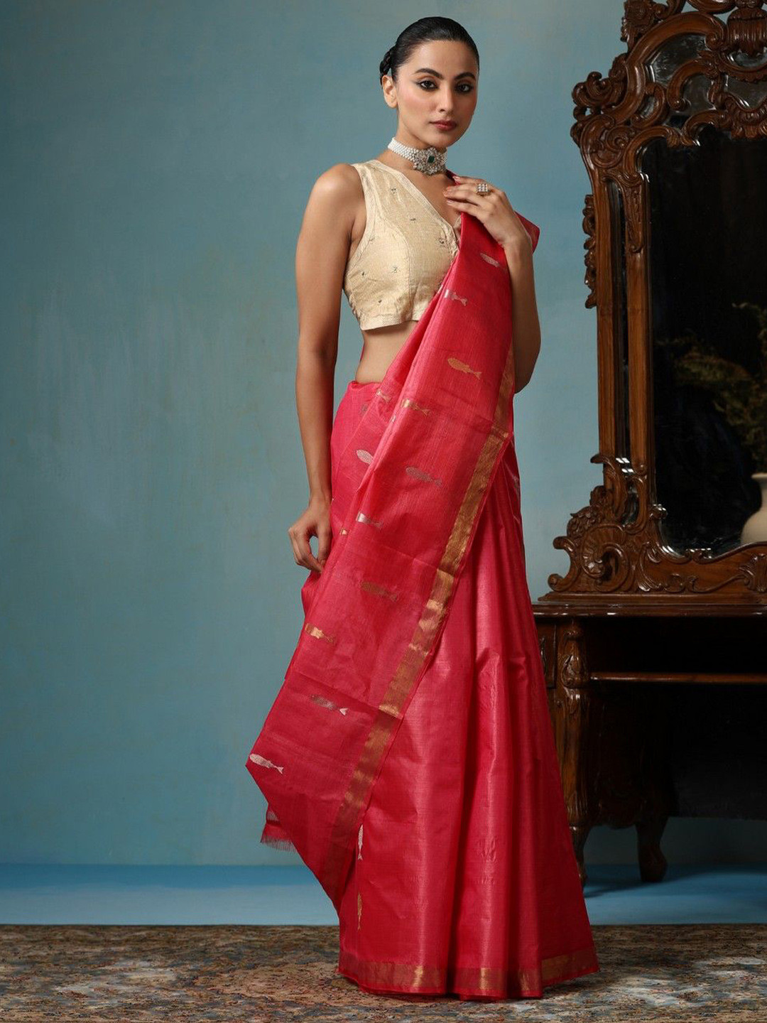 Buy DUSALA INDIA Woven Design Zari Saree - Sarees for Women 31174622 ...