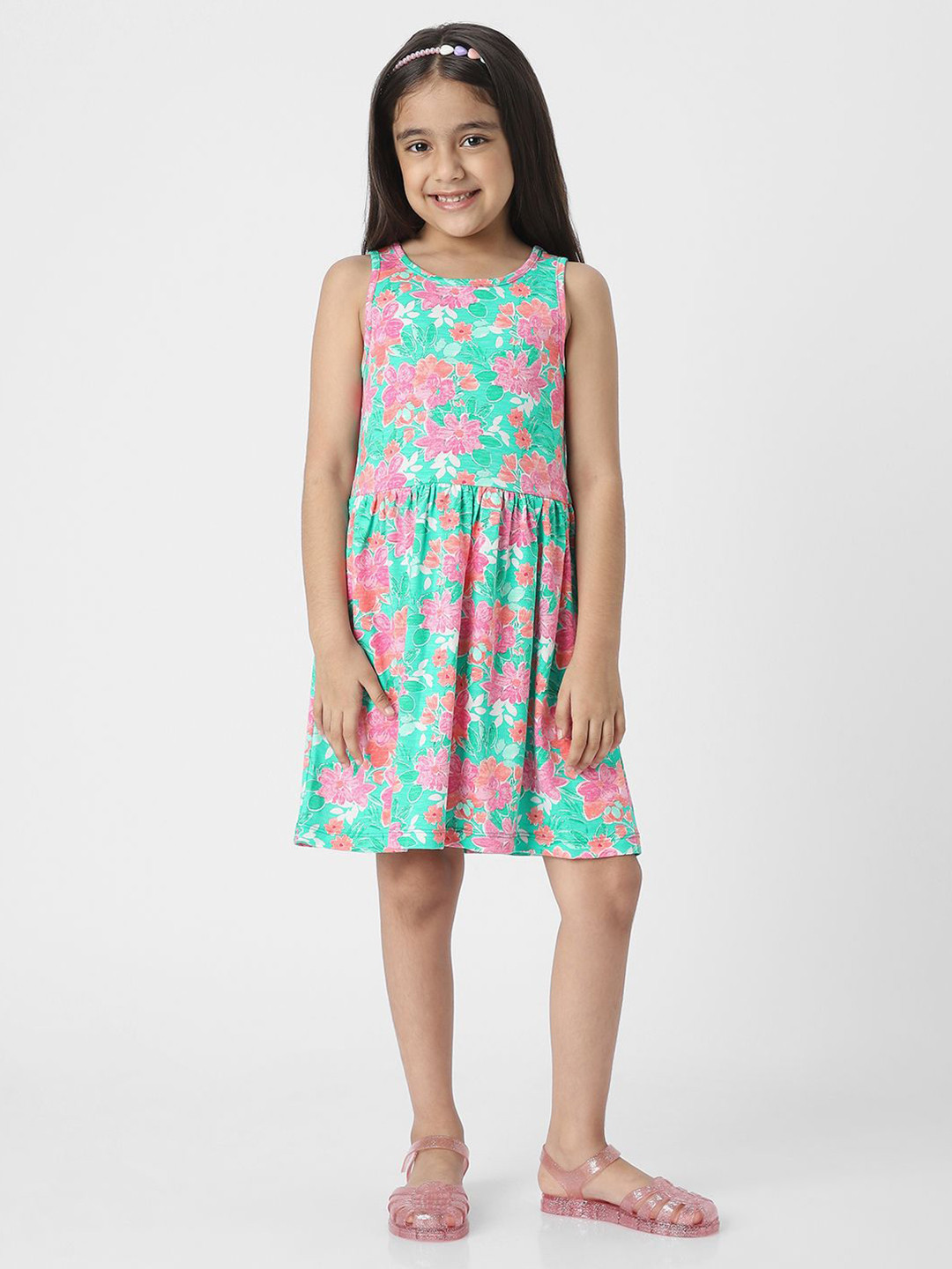 Buy Nauti Nati Girls Cotton Floral Printed Knit Dress - Dresses for ...