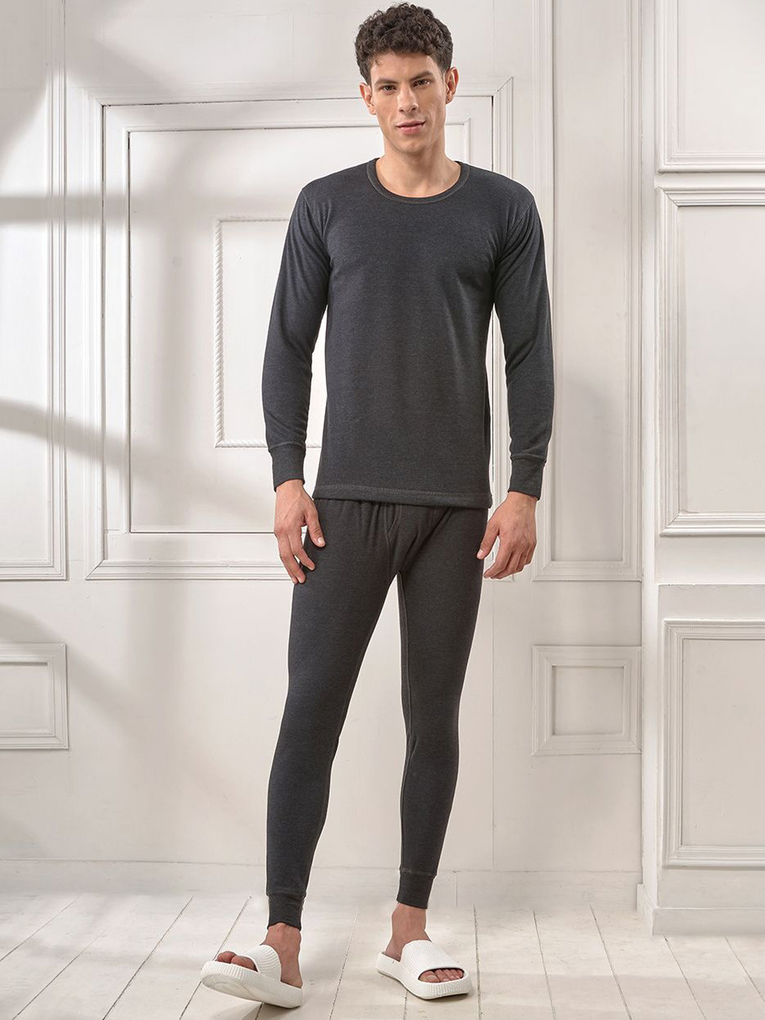 Buy INFERNO Men Polycotton Thermal Vest And Pant Set With Fleeced ...