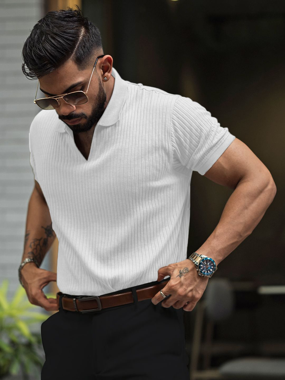 Buy Powerlook Men Self Design Polo Collar Cotton T Shirt - Tshirts for ...