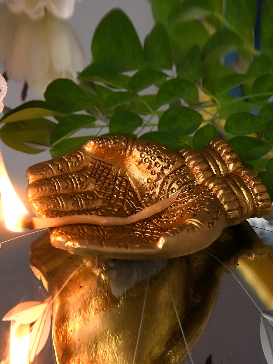 Buy Indianshelf GoldToned And Black Two Hands Deepak For Diwali Pooja ...