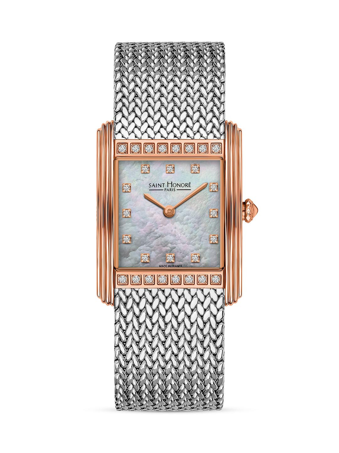 Buy SAINT HONORE PARIS Women Palais Royal (Mesh) Quartz White Round ...