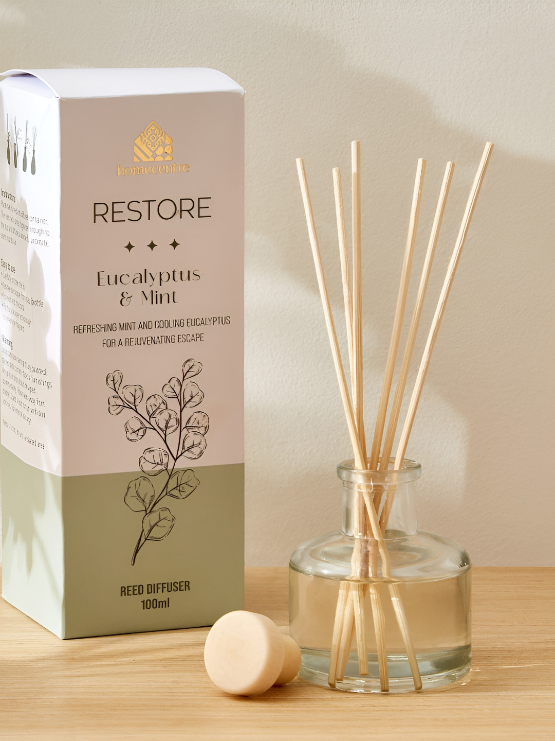 Buy Home Centre Transparent & White Eucalyptus & Mint Diffuser Set ...