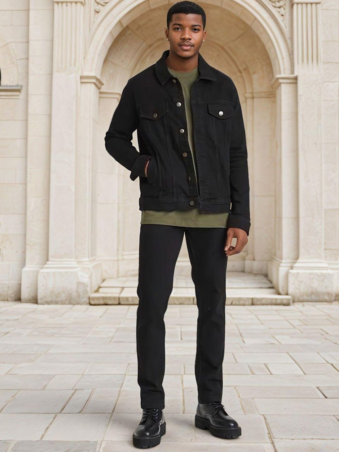 Buy Kotty Men Solid Spread Collar Denim Jacket - Jackets for Men ...