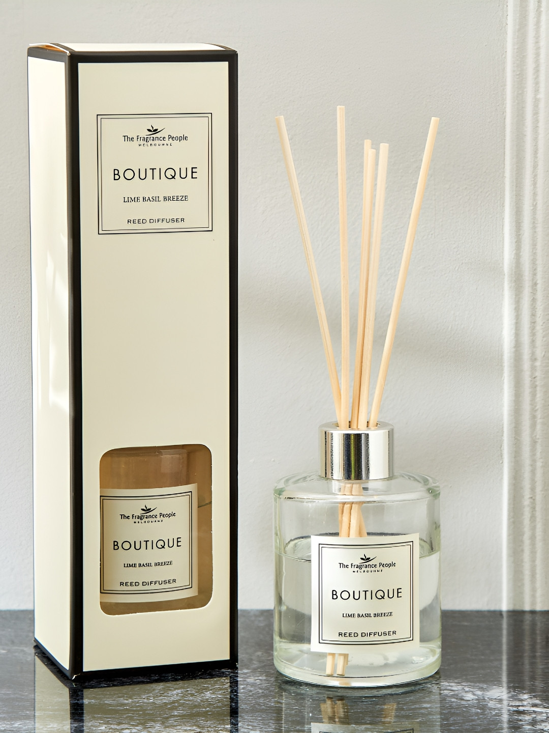 Buy Home Centre Transparent & White Glass Lime Basil Breeze Reed ...