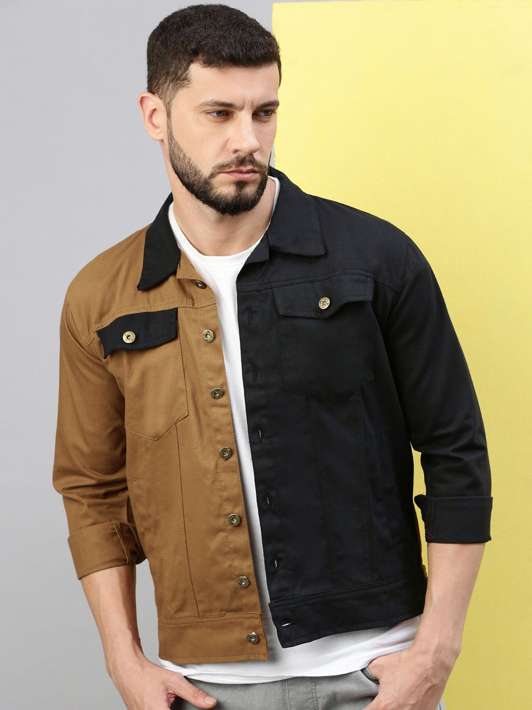 Buy VOXATI Men Colourblocked Denim Jacket - Jackets for Men 30856912 ...