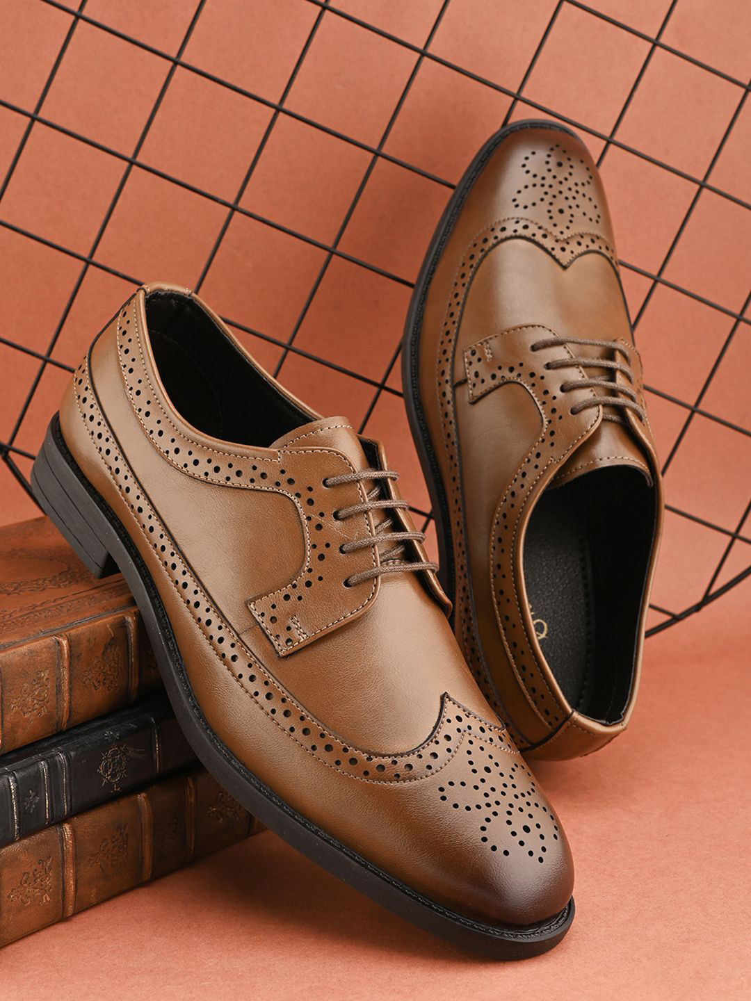 Buy House Of Pataudi Men Textured Round Toe Formal Brogues - Formal ...