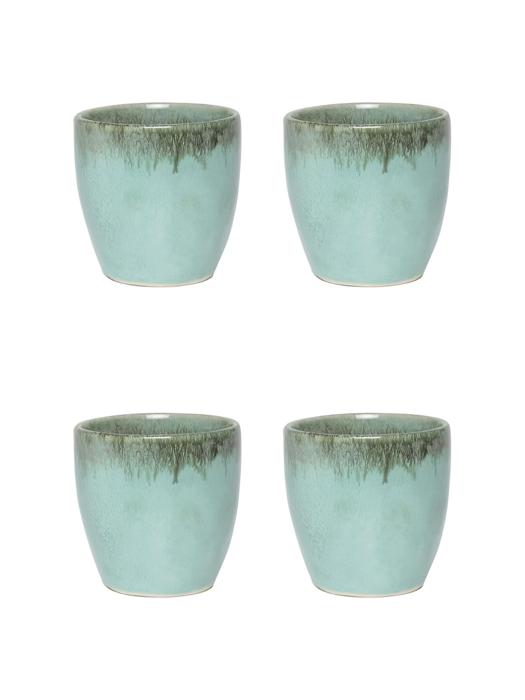 Buy AMALAFIEE CERAMICS Turquoise Blue & Brown 4 Pieces Printed Ceramic ...