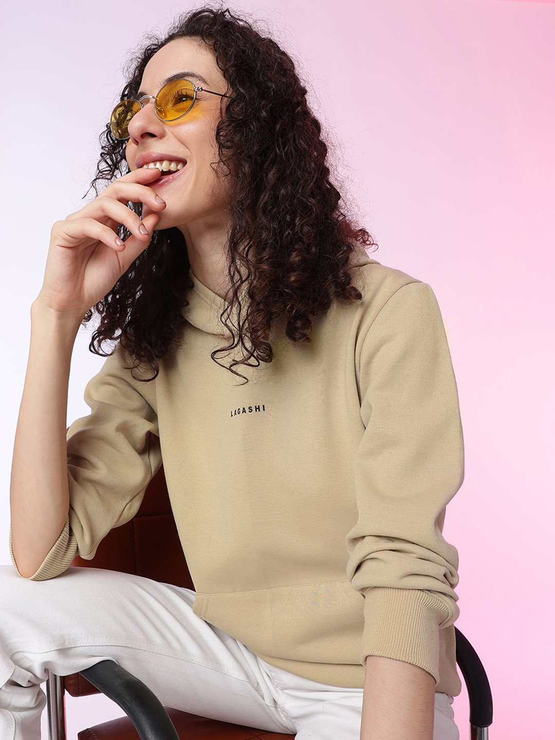 Buy Lagashi Women Solid Hooded Pullover Ribbed Sweatshirt - Sweatshirts ...