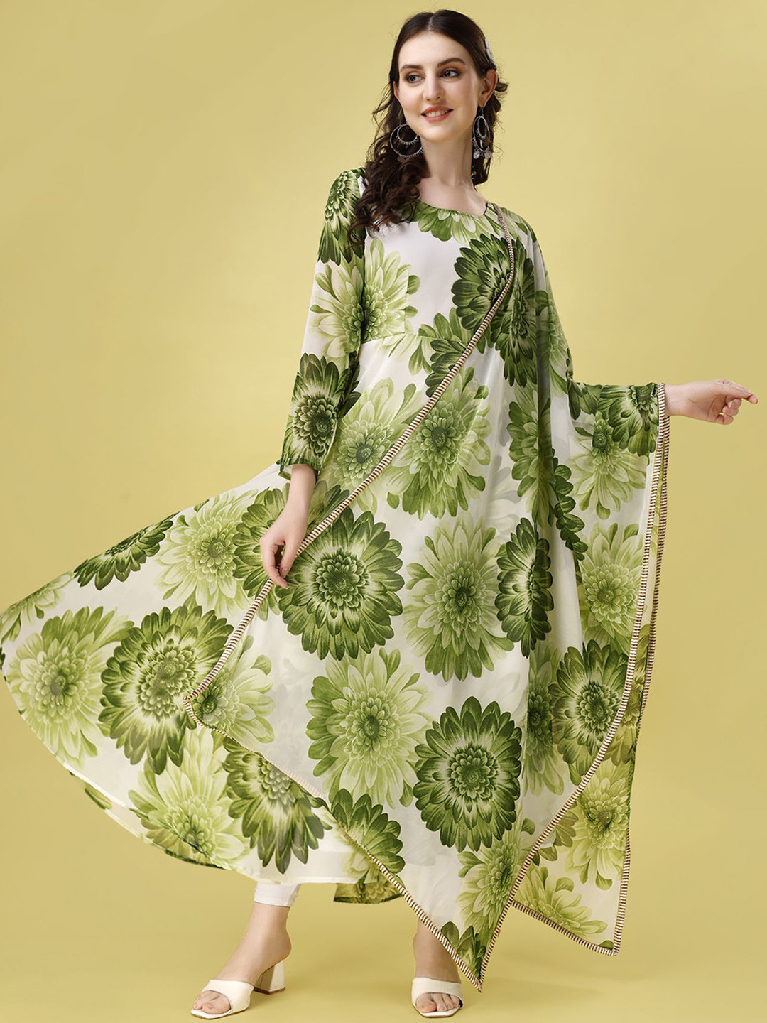 Buy BAESD Women Floral Printed Square Neck Fit & Flared Maxi Dress ...