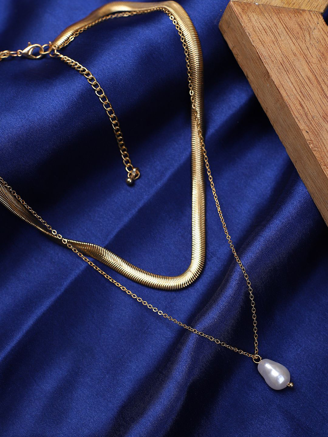 Buy ELLE Gold Plated Pearls Layered Necklace - Necklace And Chains for ...