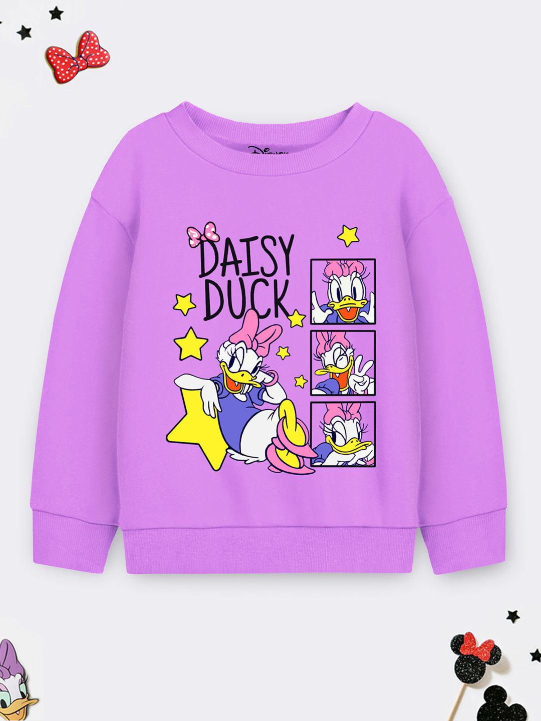 Buy YK Disney Girls Daisy Duck Printed Sweatshirt - Sweatshirts for ...