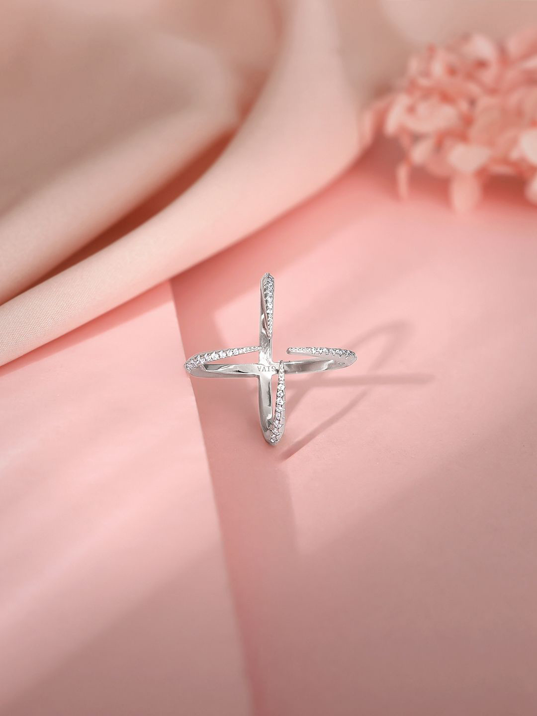 Buy GIVA 925 Sterling Silver Plated Stone Studded Adjustable Finger ...