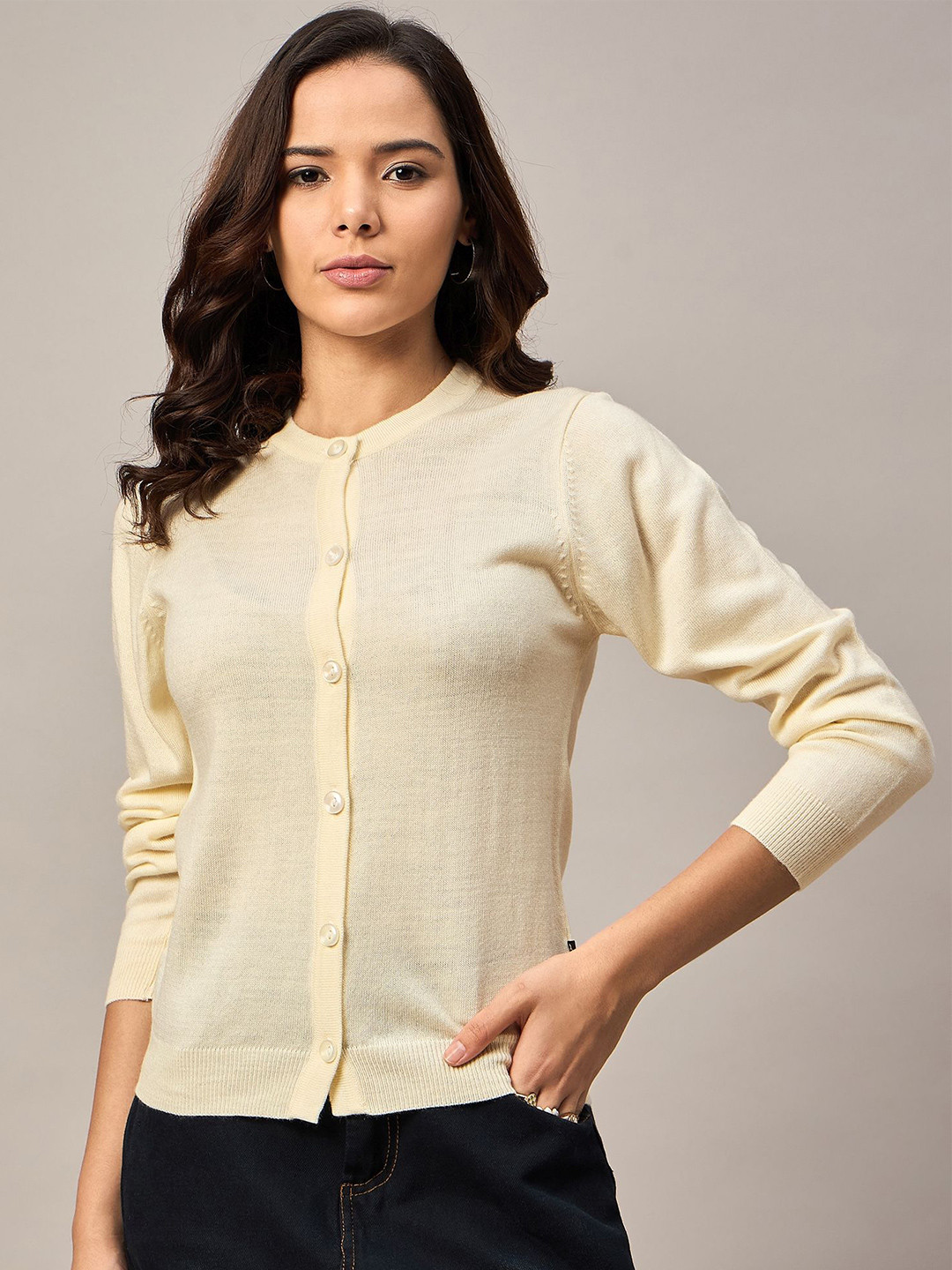 Buy The Roadster Lifestyle Co. Women Solid Woollen Cardigan Sweaters ...