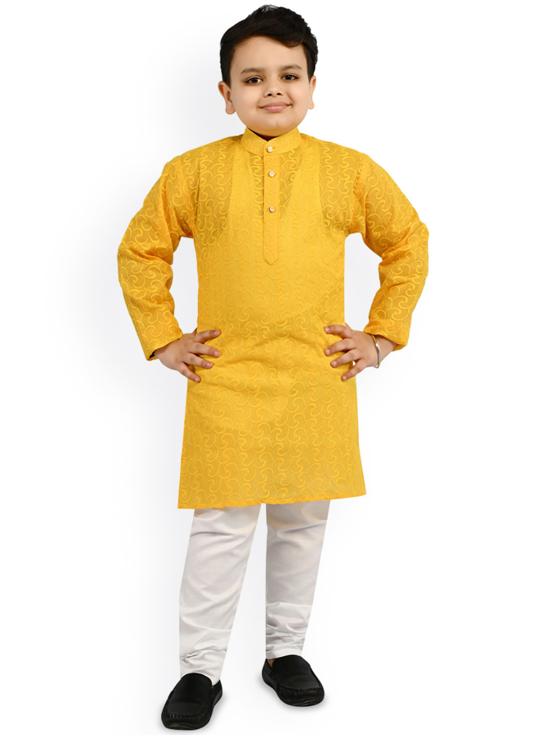 Buy Arshia Fashions Boys Floral Embroidered Regular Straight Kurta With Pyjamas - Kurta Sets for ...