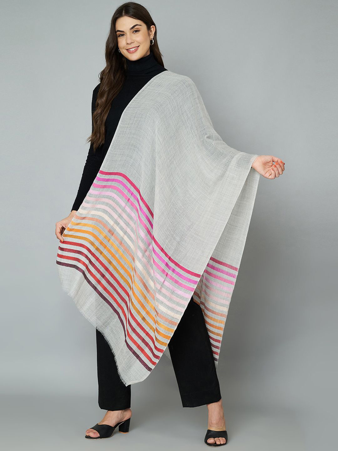 Buy MUFFLY Women Striped Woolen Stole - Stoles for Women 30843852 | Myntra