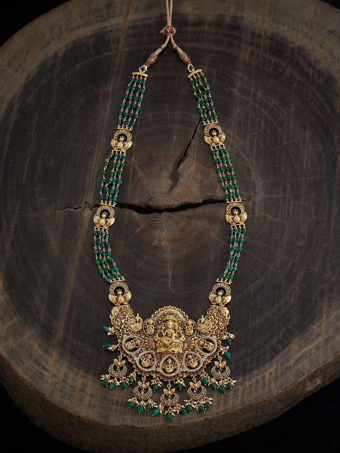 Buy Kushal's Fashion Jewellery 92.5 Pure Silver Gold Plated Stones ...