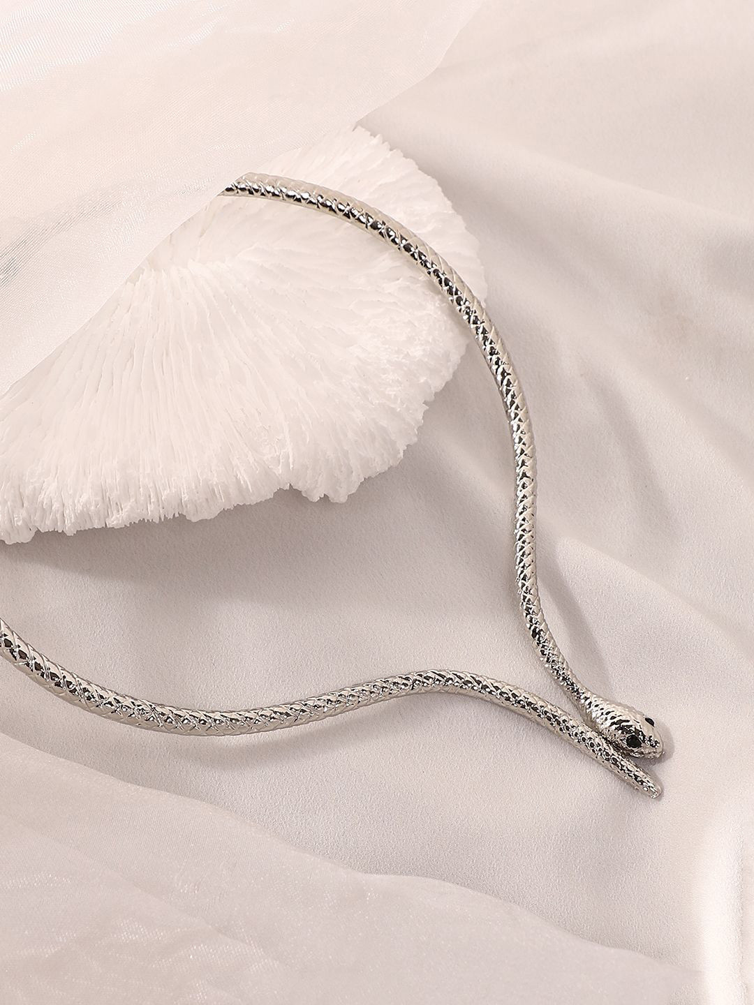 Buy SOHI The Serpent Torque Silver Plated Stones Studded Necklace ...