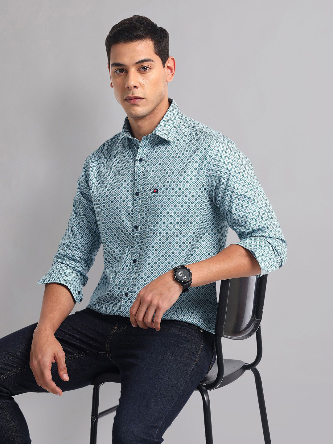 Buy AD By Arvind Men Floral Printed Cotton Slim Fit Casual Shirt ...