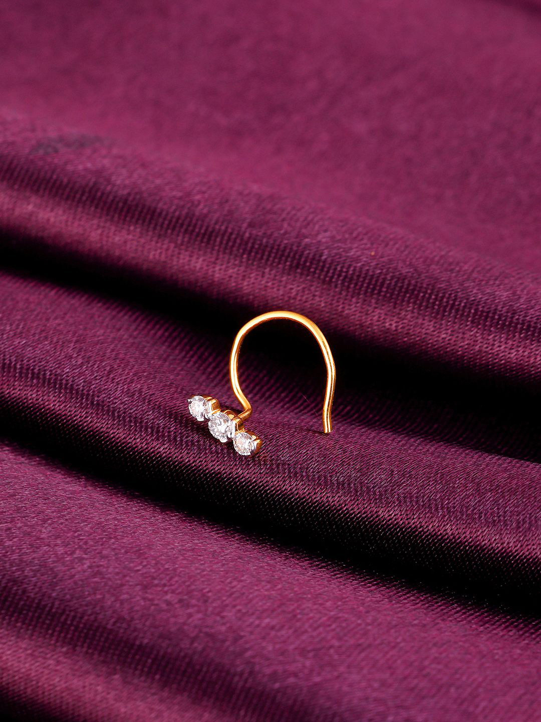 Buy GIVA Women 14K Gold Trio Diamond Nose Pin - Nosepin Diamond for ...