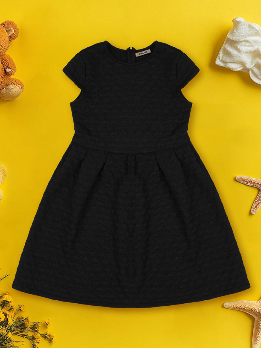 Buy INCLUD Girls Solid Self Design Fit & Flare Dress - Dresses for ...
