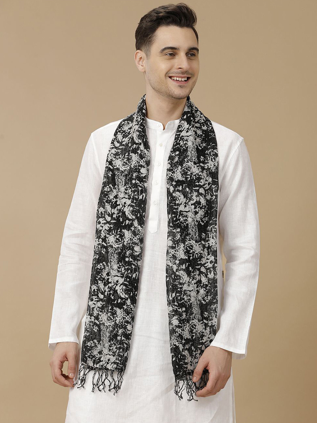 Buy Linen Club Unisex Printed Tasselled Stole - Stoles for Unisex ...