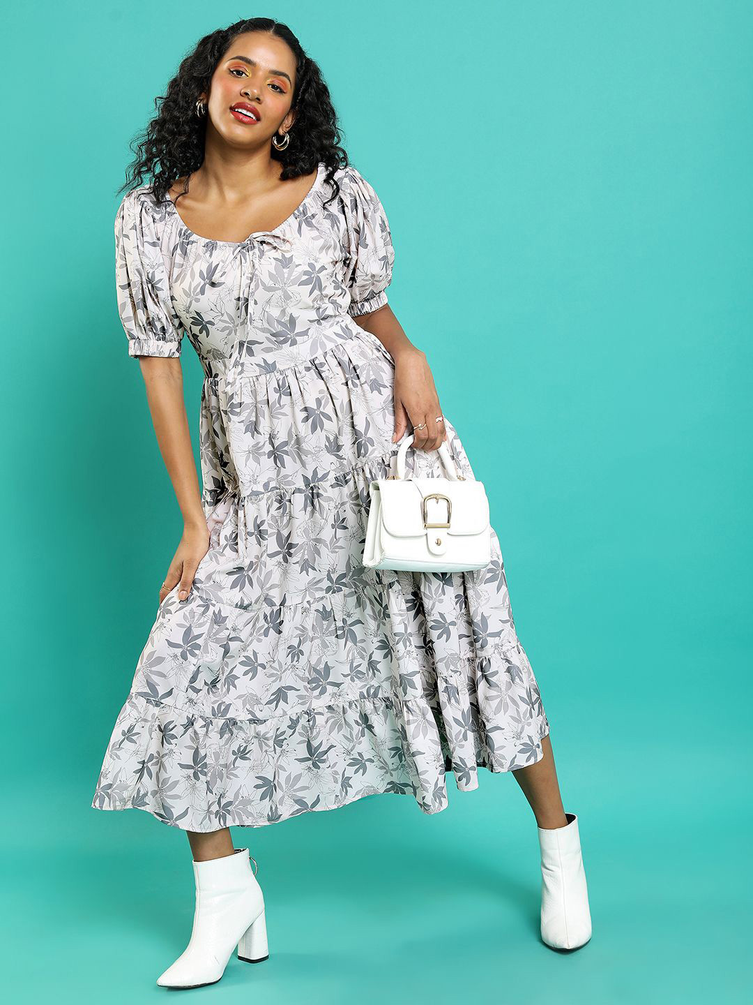 Buy Tokyo Talkies Floral Print Fit & Flare Midi Dress - Dresses for ...