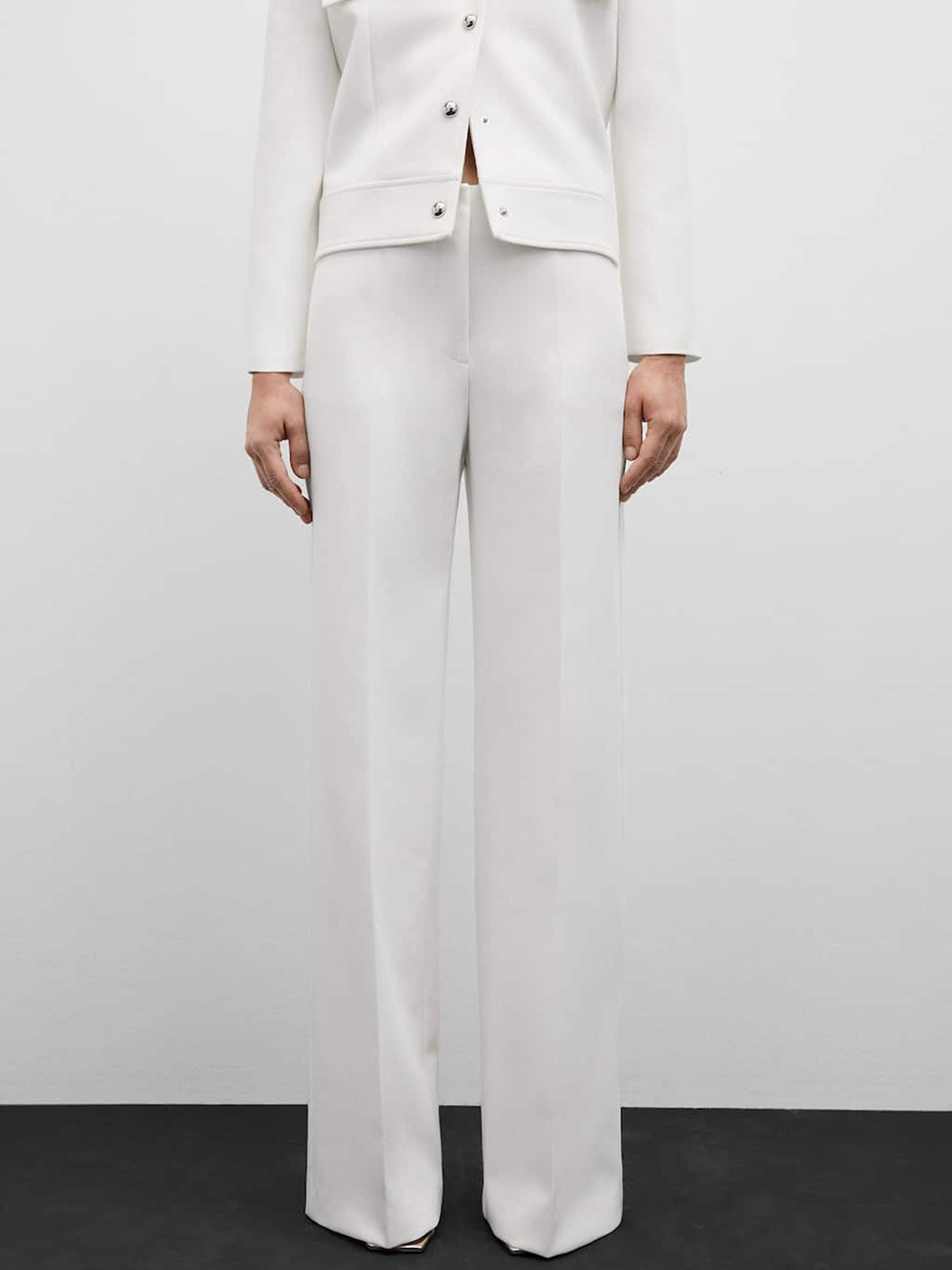 Buy MANGO Women Straight Fit Formal Trousers - Trousers for Women ...