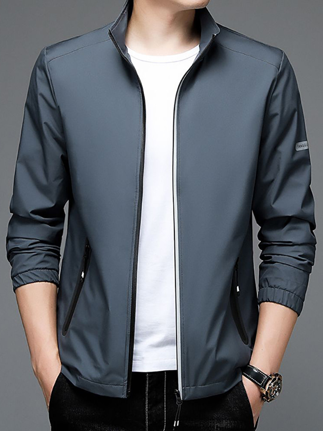 Buy StyleCast X Revolte Men Mock Collar Outdoor Open Front Jacket ...