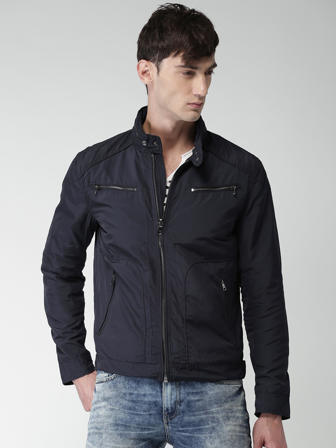 Buy Celio Men Navy Solid Hooded Jacket - Jackets for Men 2024102 | Myntra
