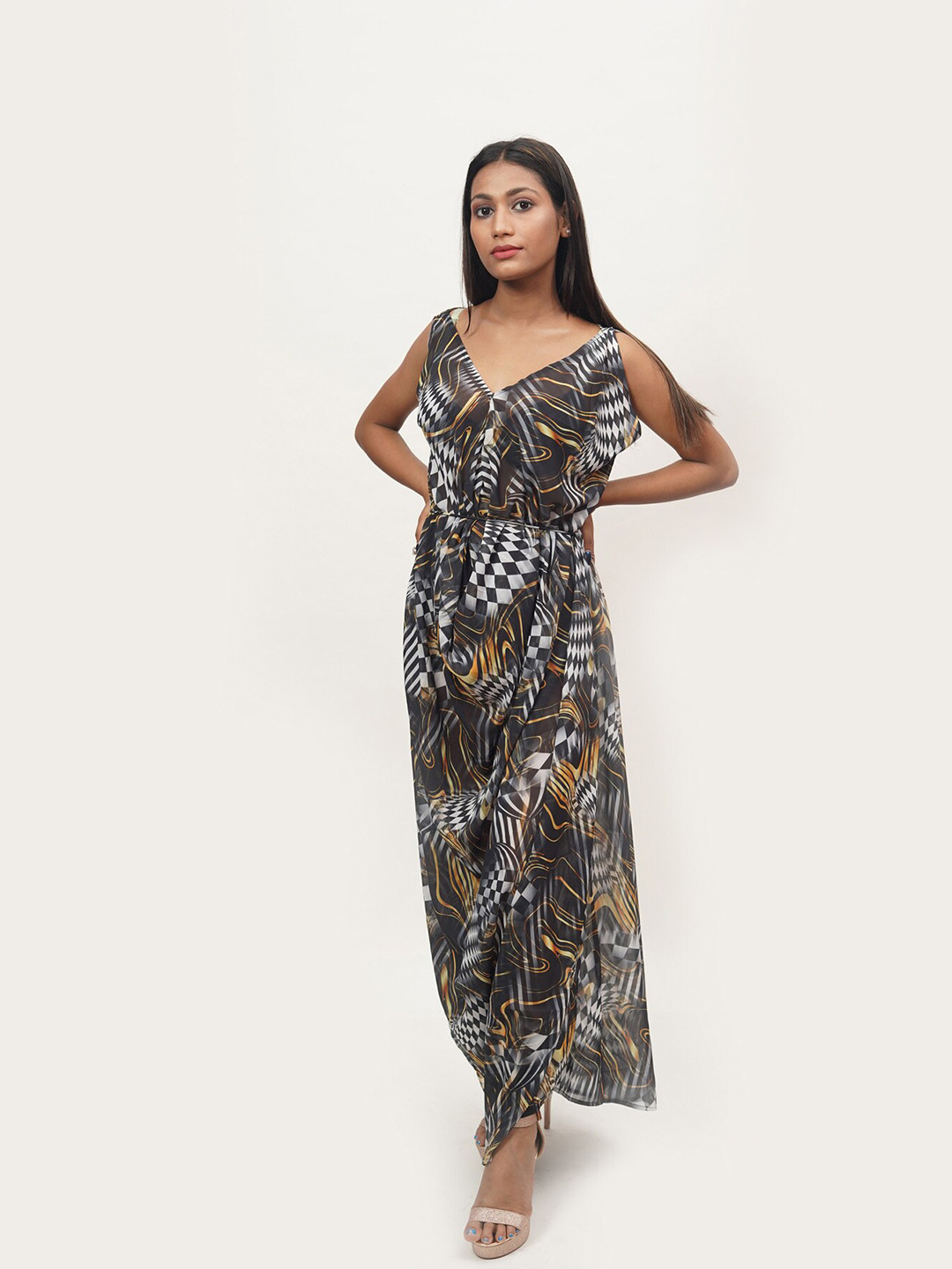 Buy Rajoria Instyle Multicoloured Georgette Ethnic Maxi Dress - Dresses ...