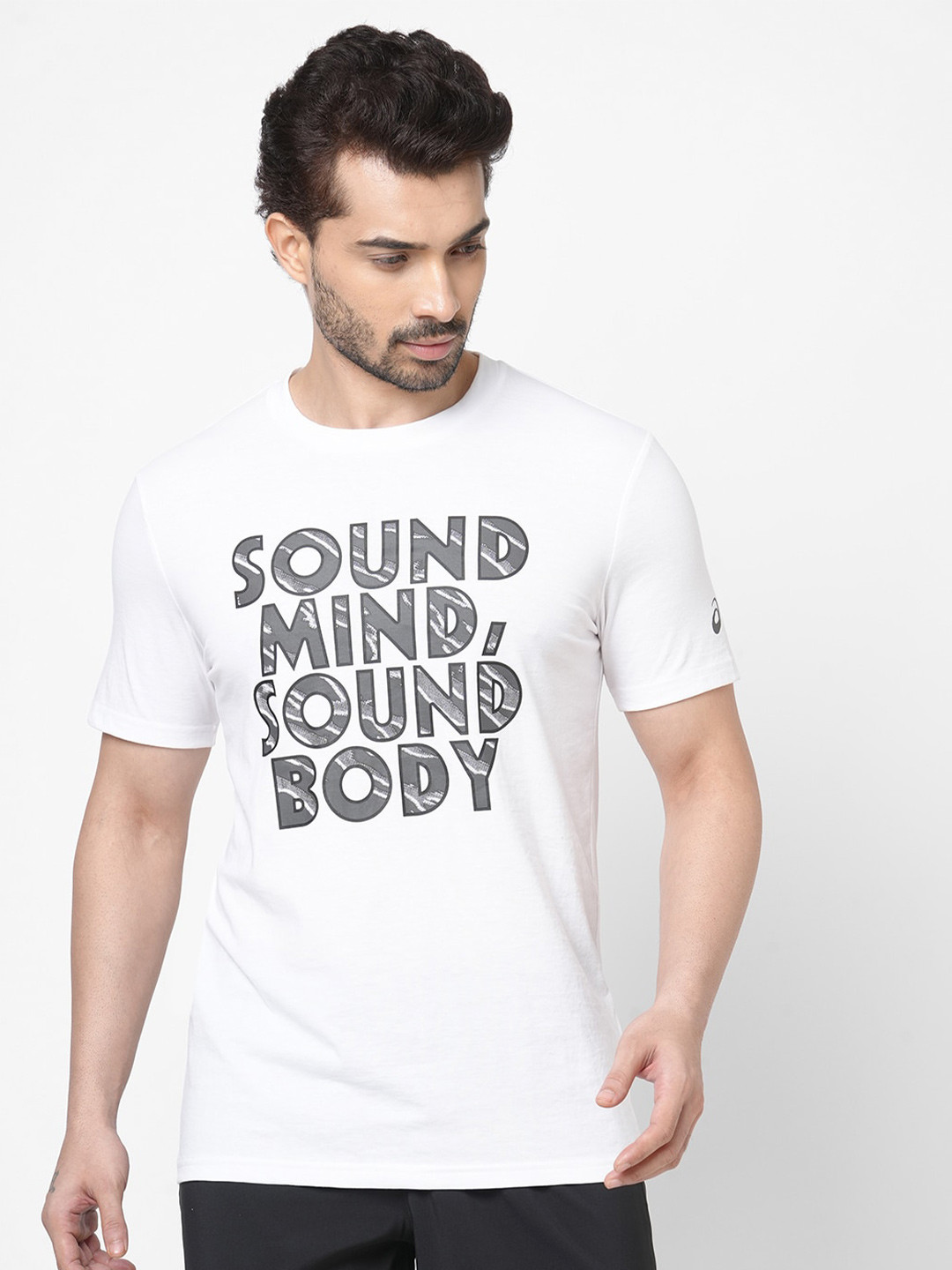 Buy ASICS Heritage Font Graphic 7 Men White Typography Printed T Shirt ...