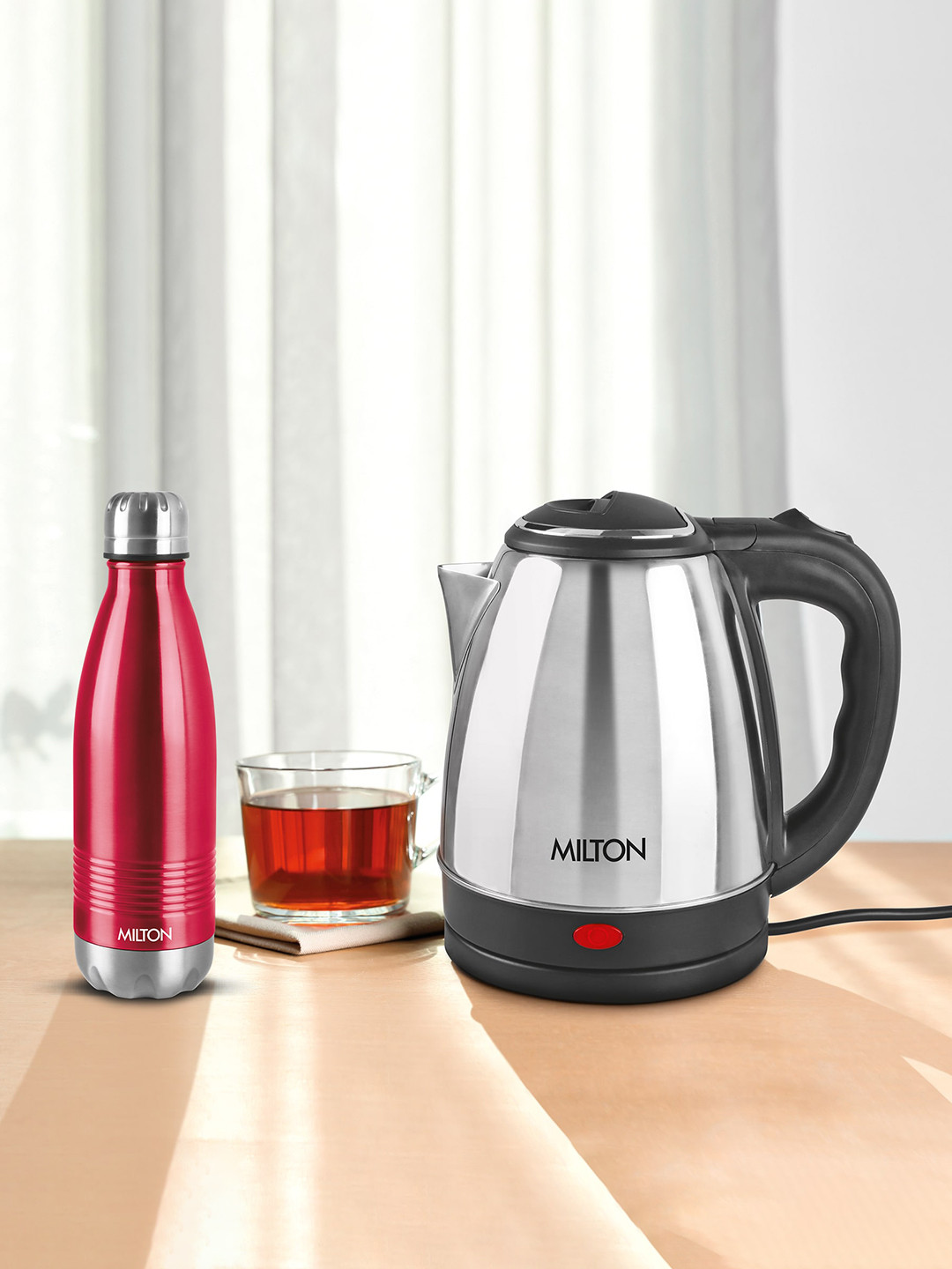 Buy Milton Combo Of Go Electro Steel Kettle 1.2 L & Maroon Duo Dlx ...