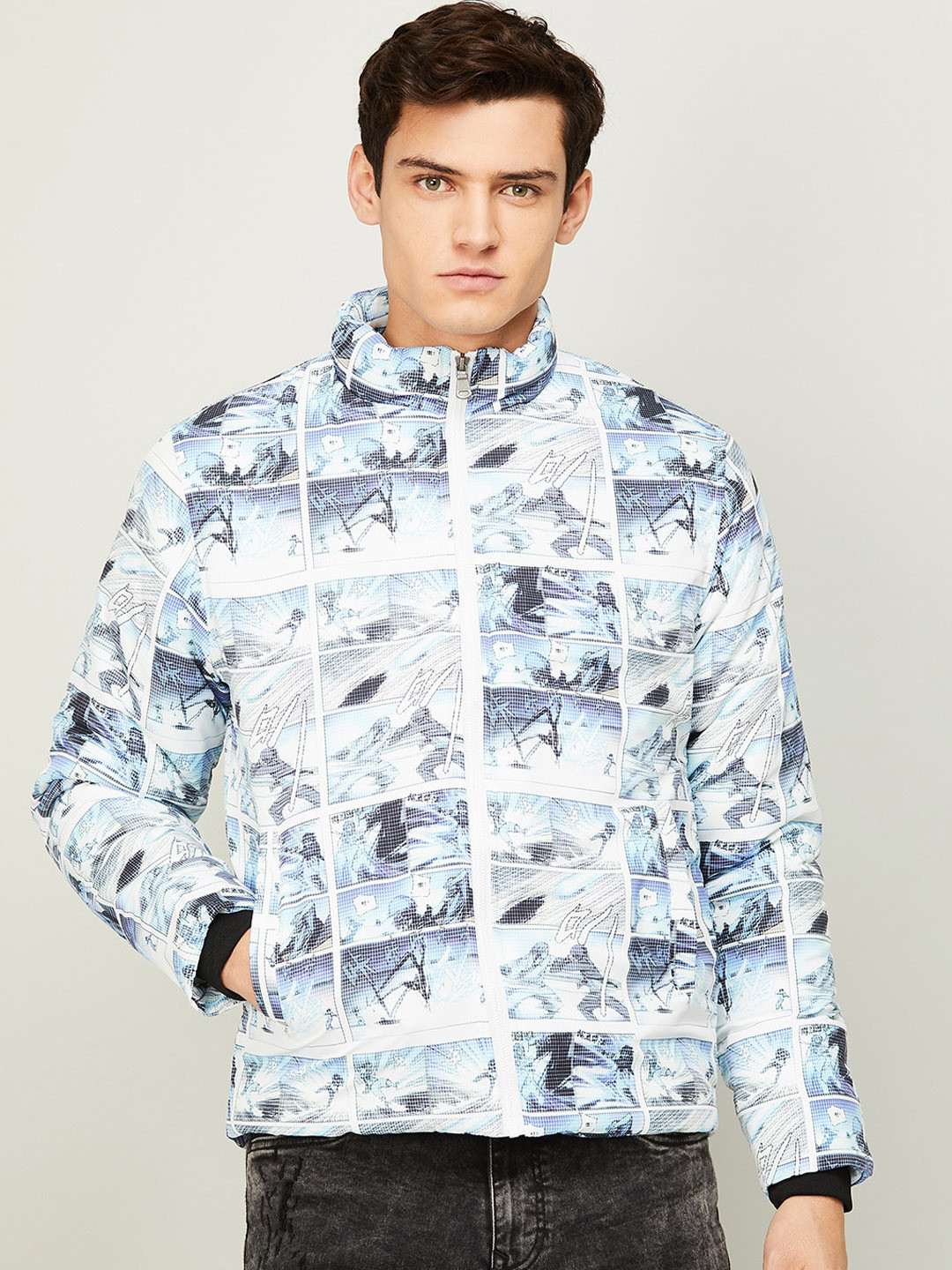 Buy Bossini Men White Blue Denim Jacket - Jackets for Men 20249988 | Myntra