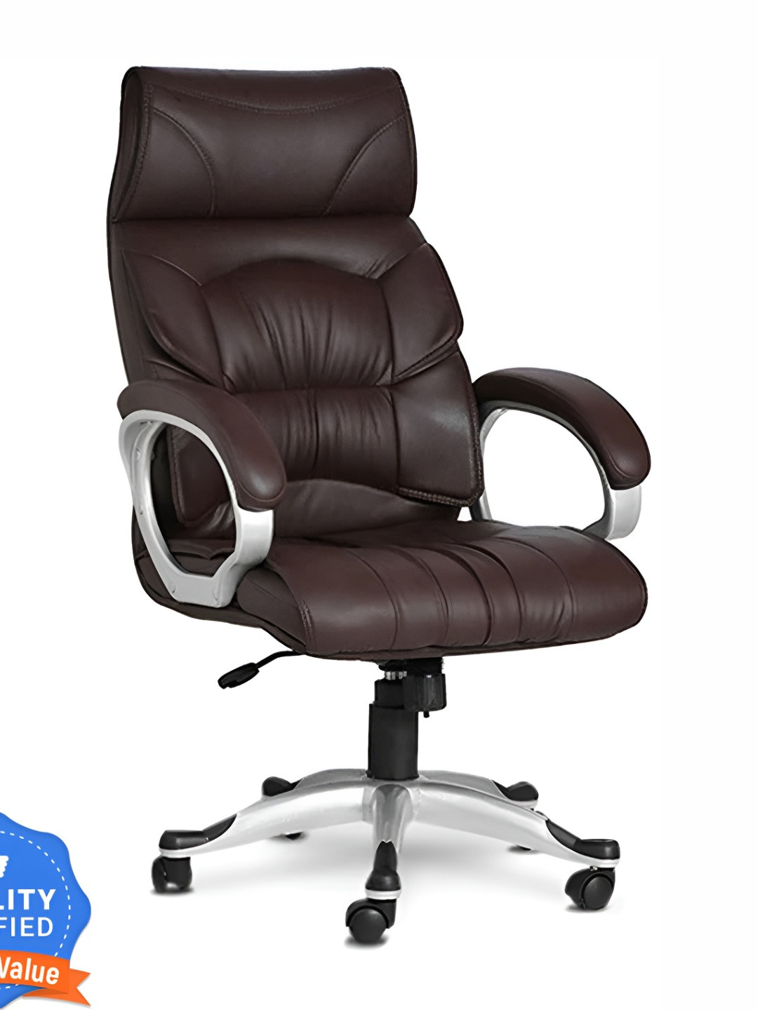 Buy Oakcraft Brown High Back Leatherette Adjustable Seat Height Chair ...