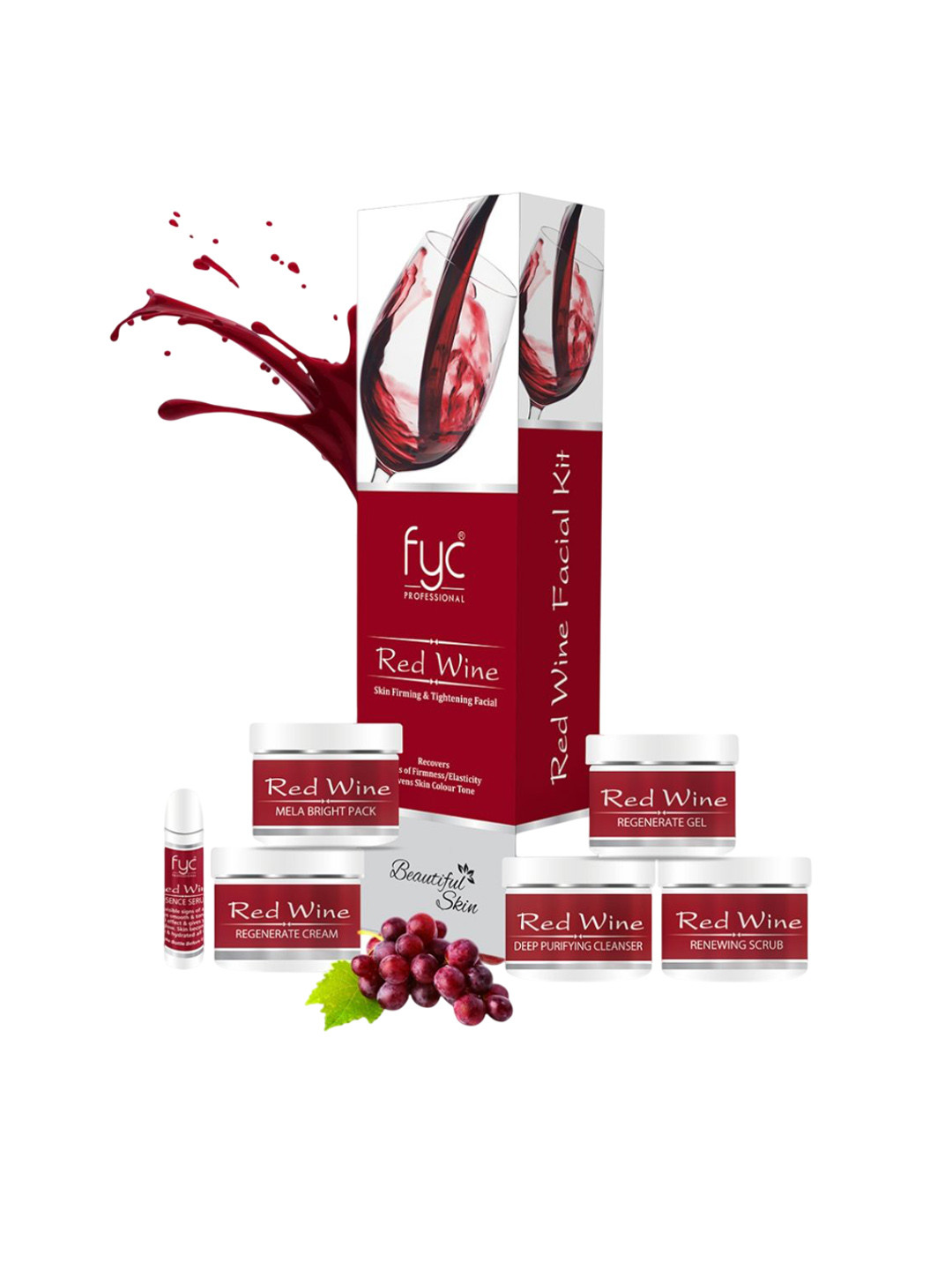 Buy FYC Professional 5 Step Red Wine Facial Kit 55 G Each - Facial Kit ...