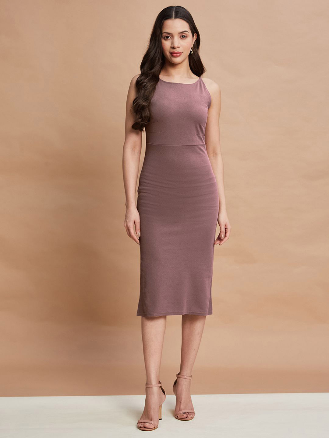 Buy Selvia Womens Round Neck Solid Bodycon Dress - Dresses for Women ...