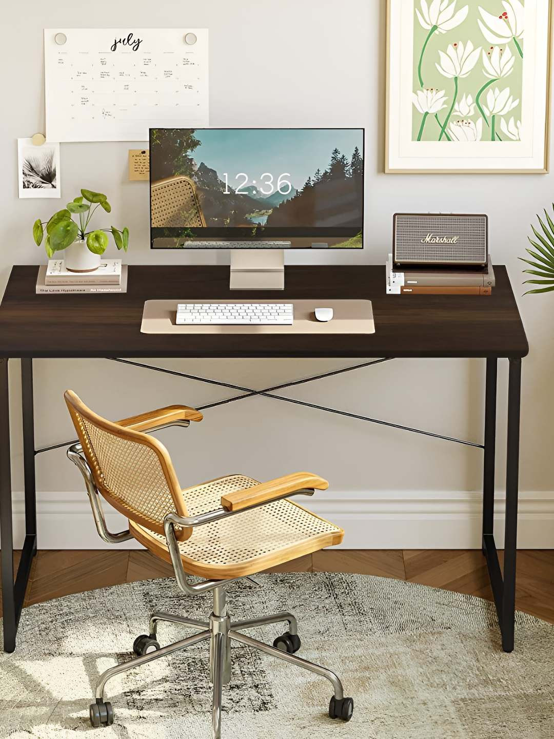 Buy Torche Brown Wooden & Metal Study Table - Study Table for Unisex ...