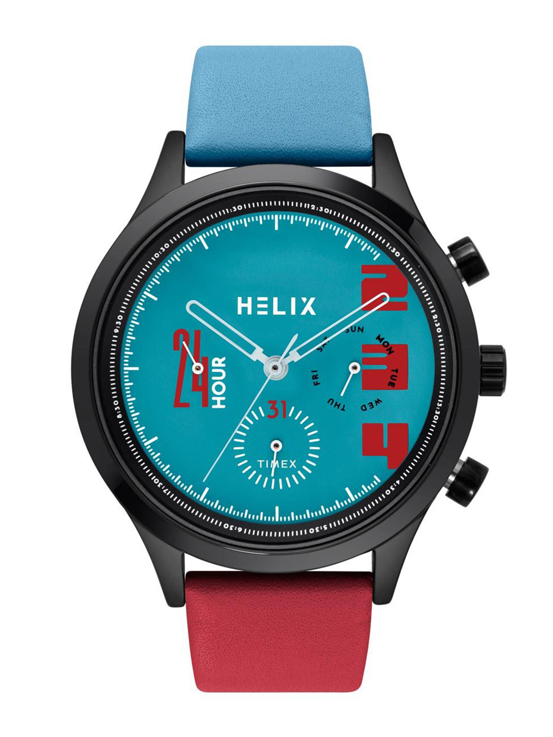 Buy Helix Men Brass Dial & Leather Straps Analogue Multi Function Watch TW003HG29 - Watches for ...