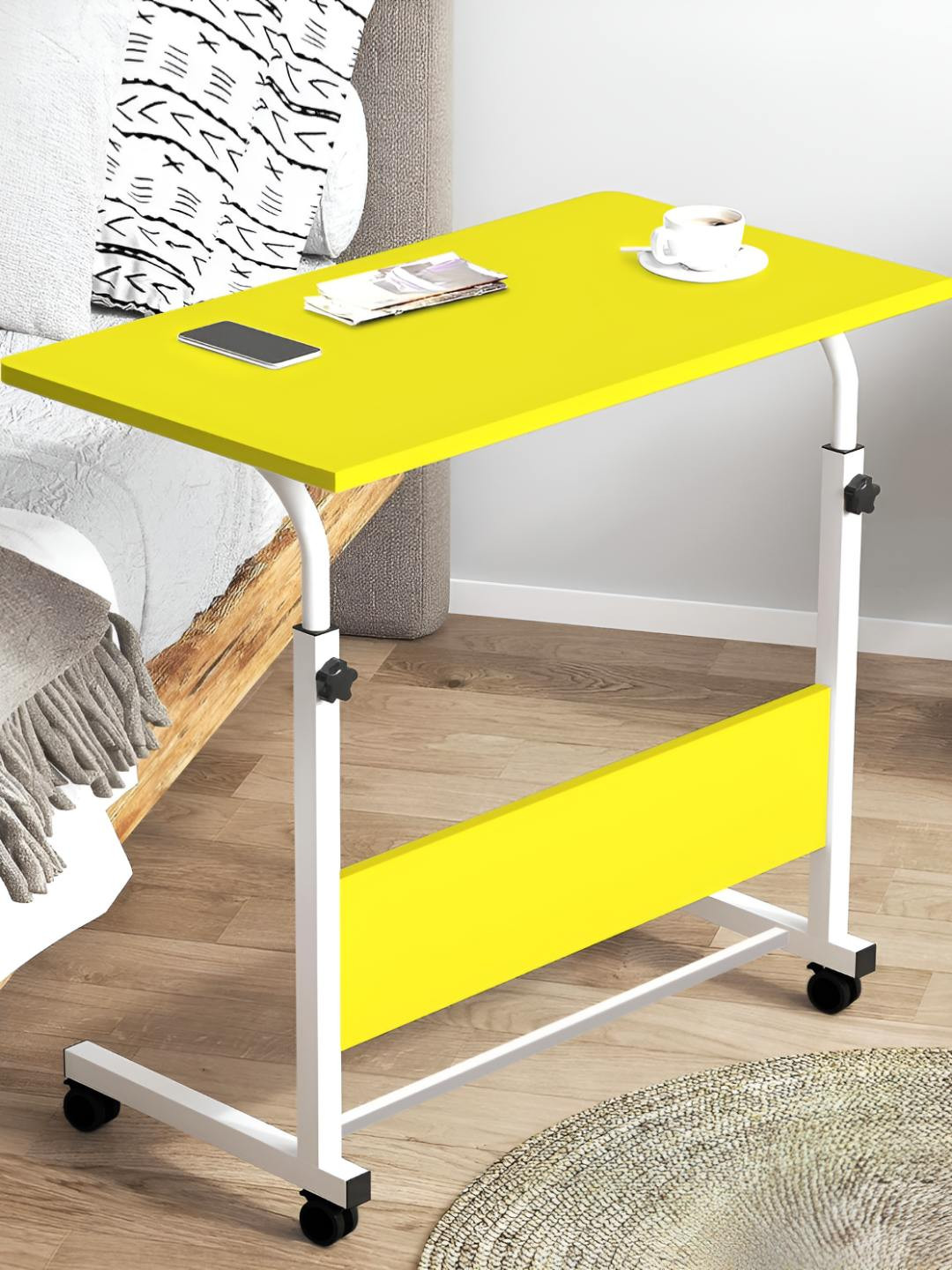 Buy Torche Yellow Height Adjustable Movable Multipurpose Study Table ...