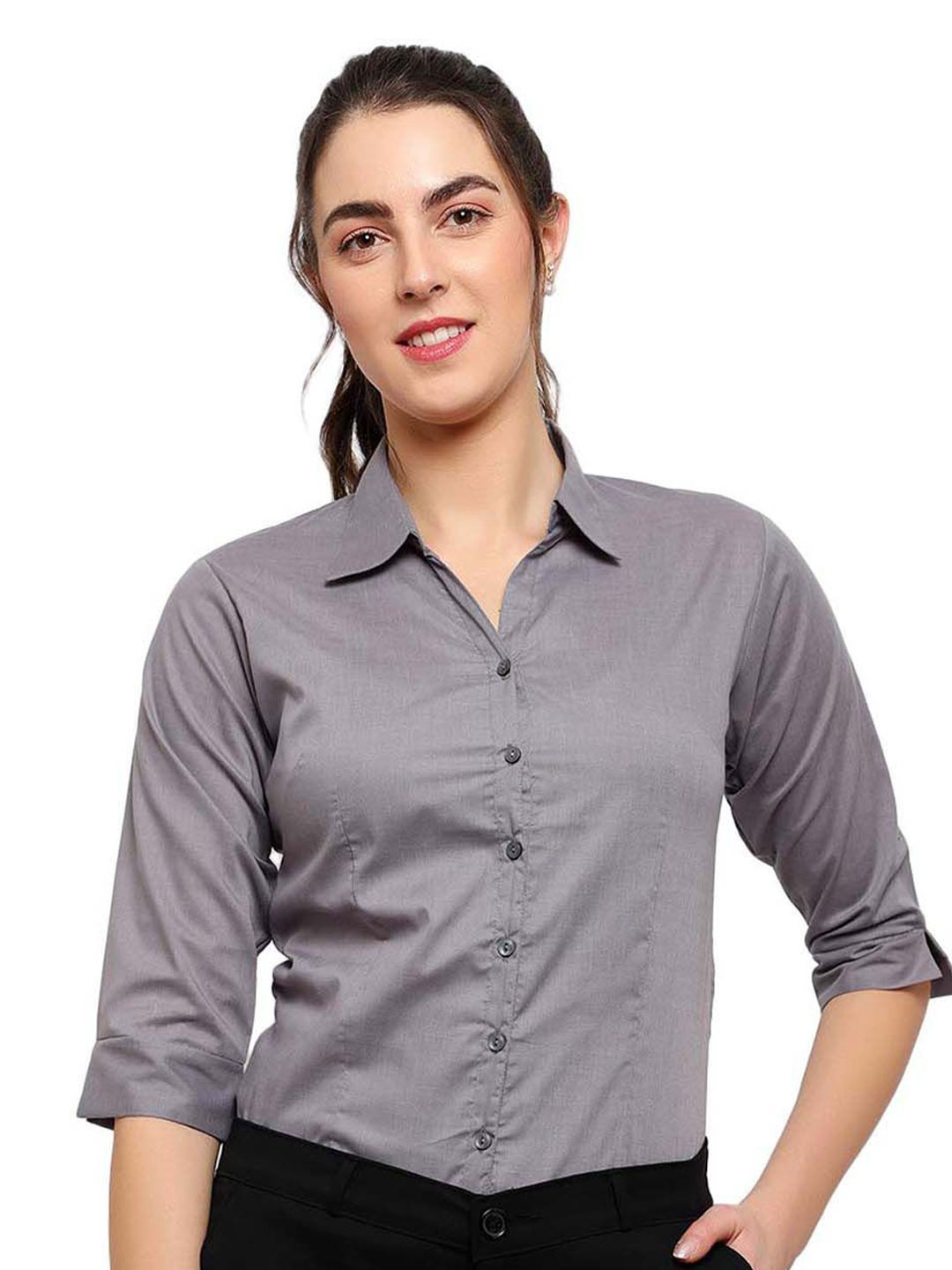 Buy Blue Ronin Women Solid Standard Spread Collar Formal Shirt - Shirts ...