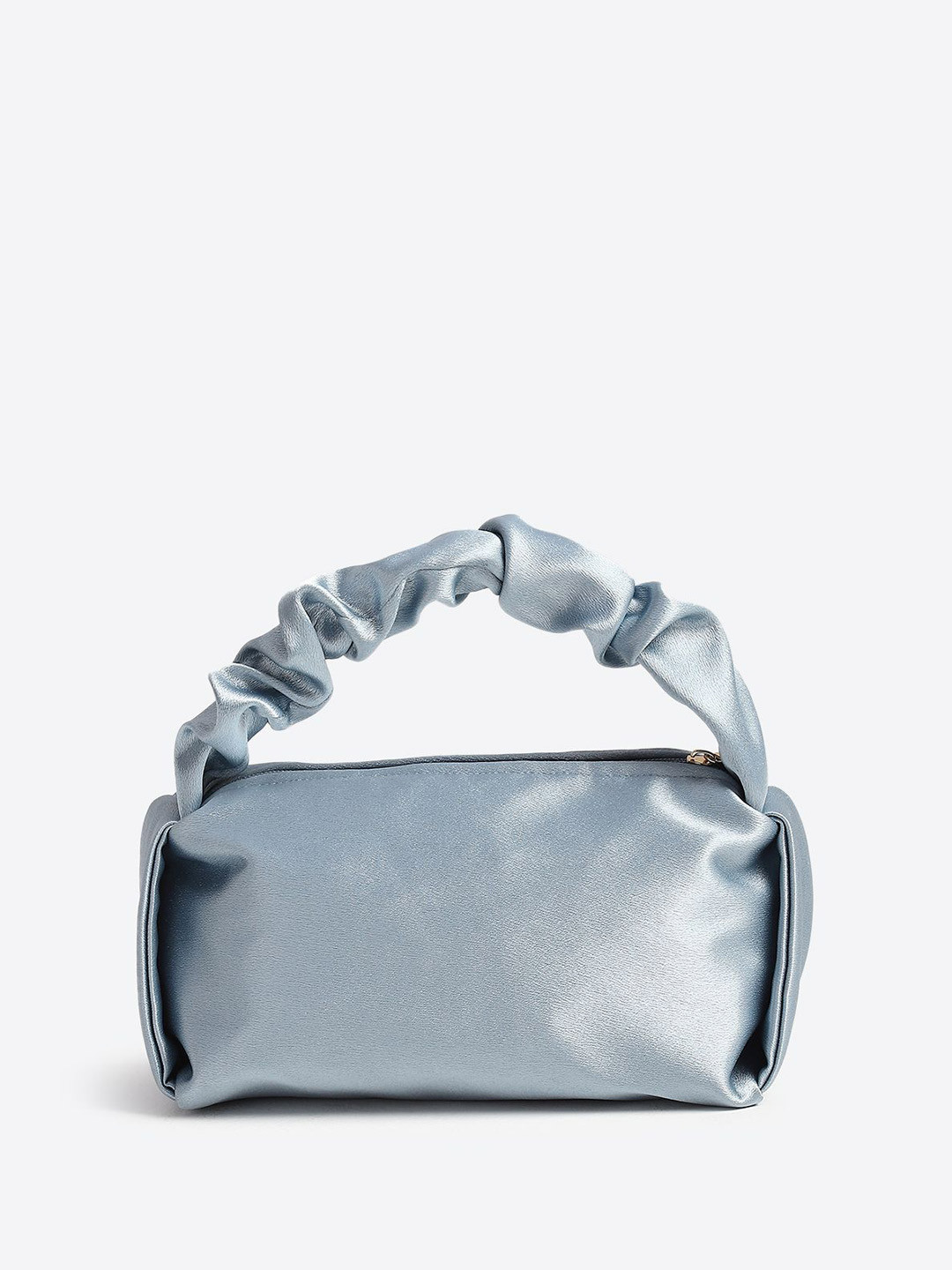 Buy DressBerry Pastel Blue Ruffle Handle Cocktail Party Satin Bag For ...