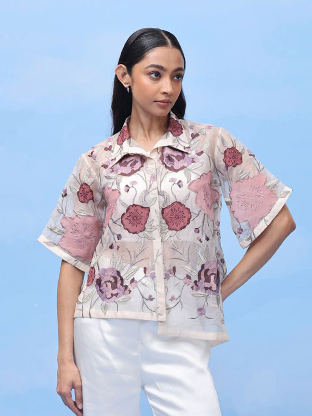 Buy COUCHE BY ANANDINI Women Dyed Premium Sheer Semiformal Shirt - Shirts for Women 33567918 ...