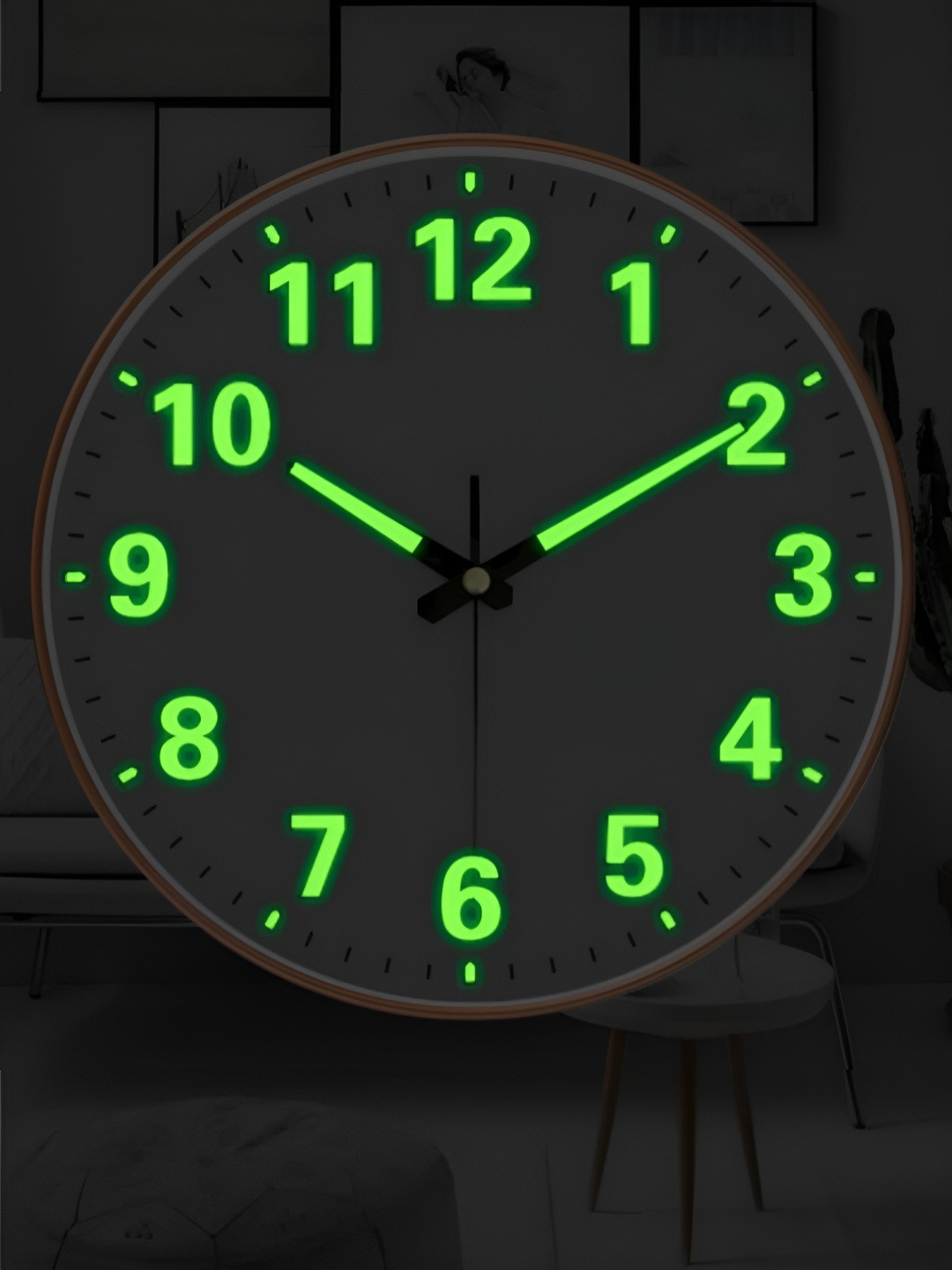 Buy Star Work Grey & Green Round Contemporary Analogue Wall Clock ...