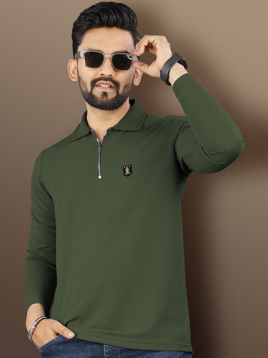 Buy VeBNoR Men Self Design Polo Collar Slim Fit T Shirt - Tshirts for ...